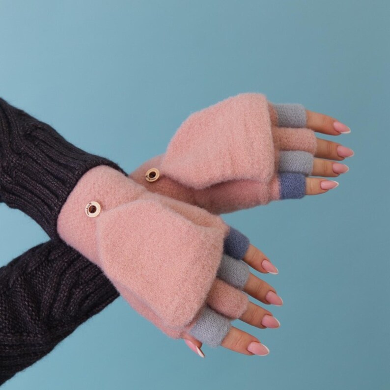 Women's Colorful Tip Convertible Gloves - Etsy