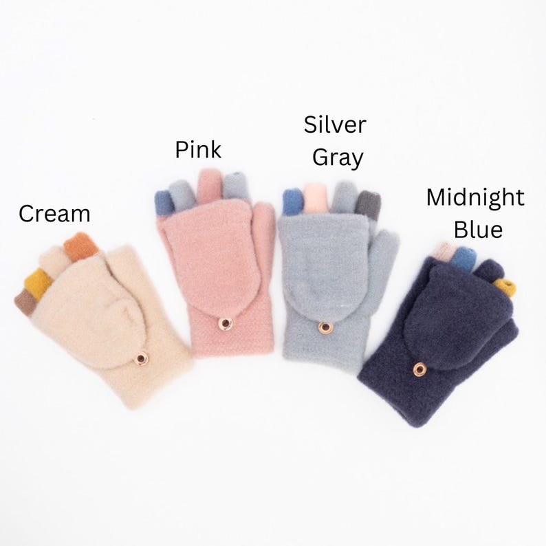 Women's Colorful Tip Convertible Gloves - Etsy