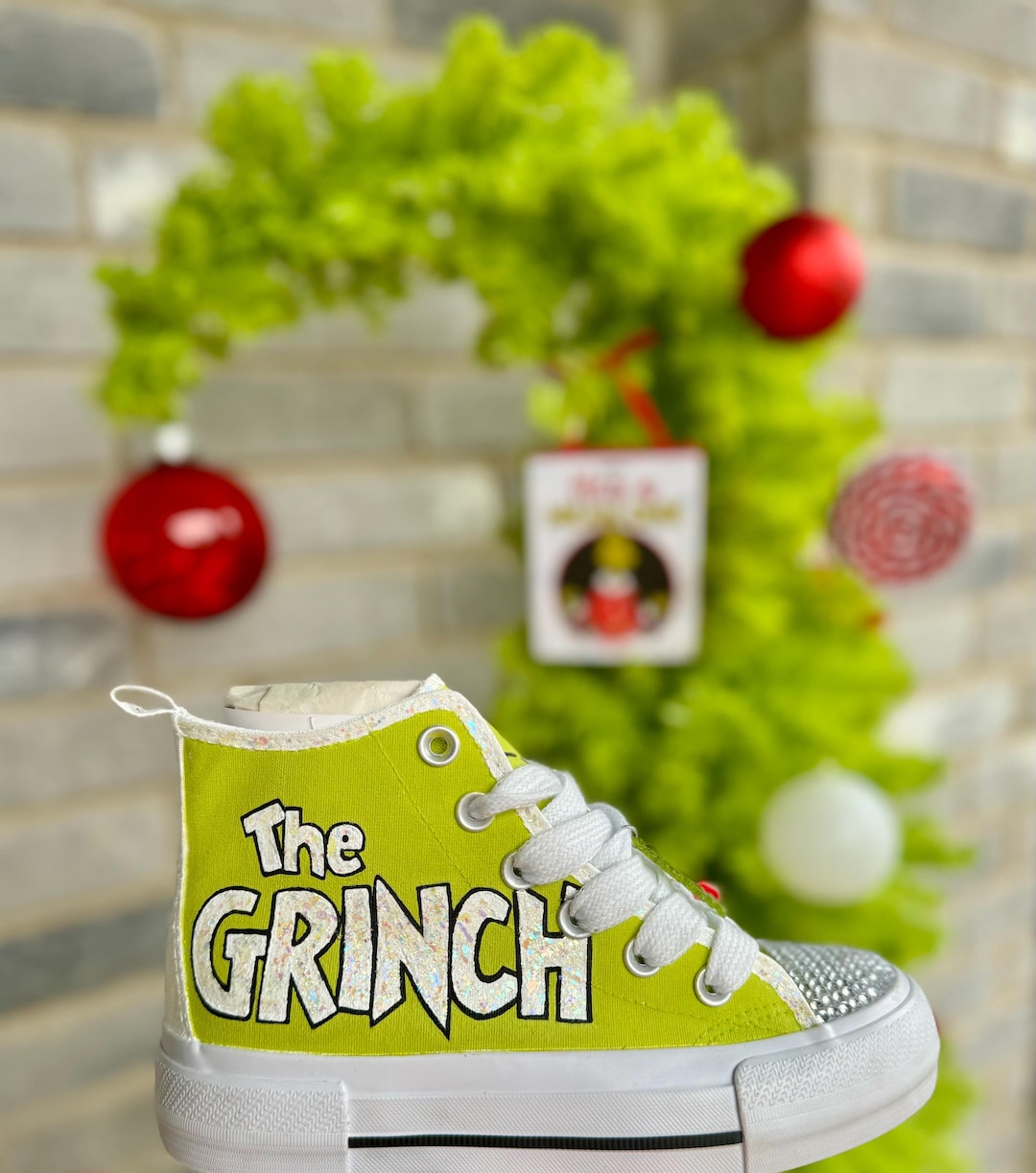 Hand-painted Grinch Christmas Shoes With Charms - Etsy