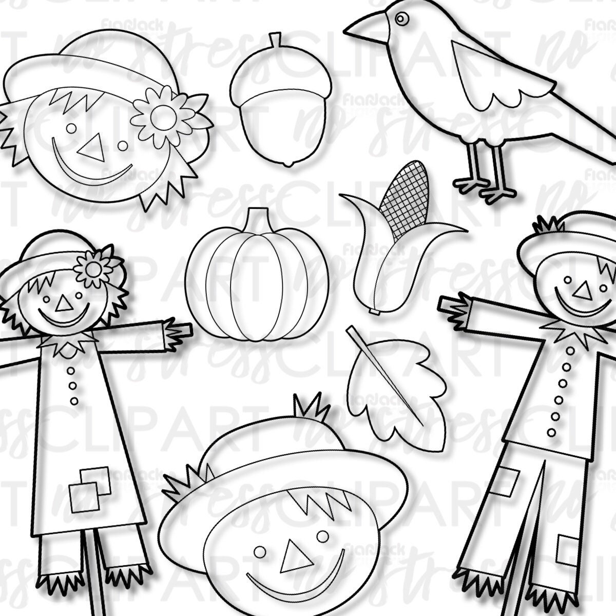 Fall Scarecrows Clip Art (digital Use Ok!) - Etsy