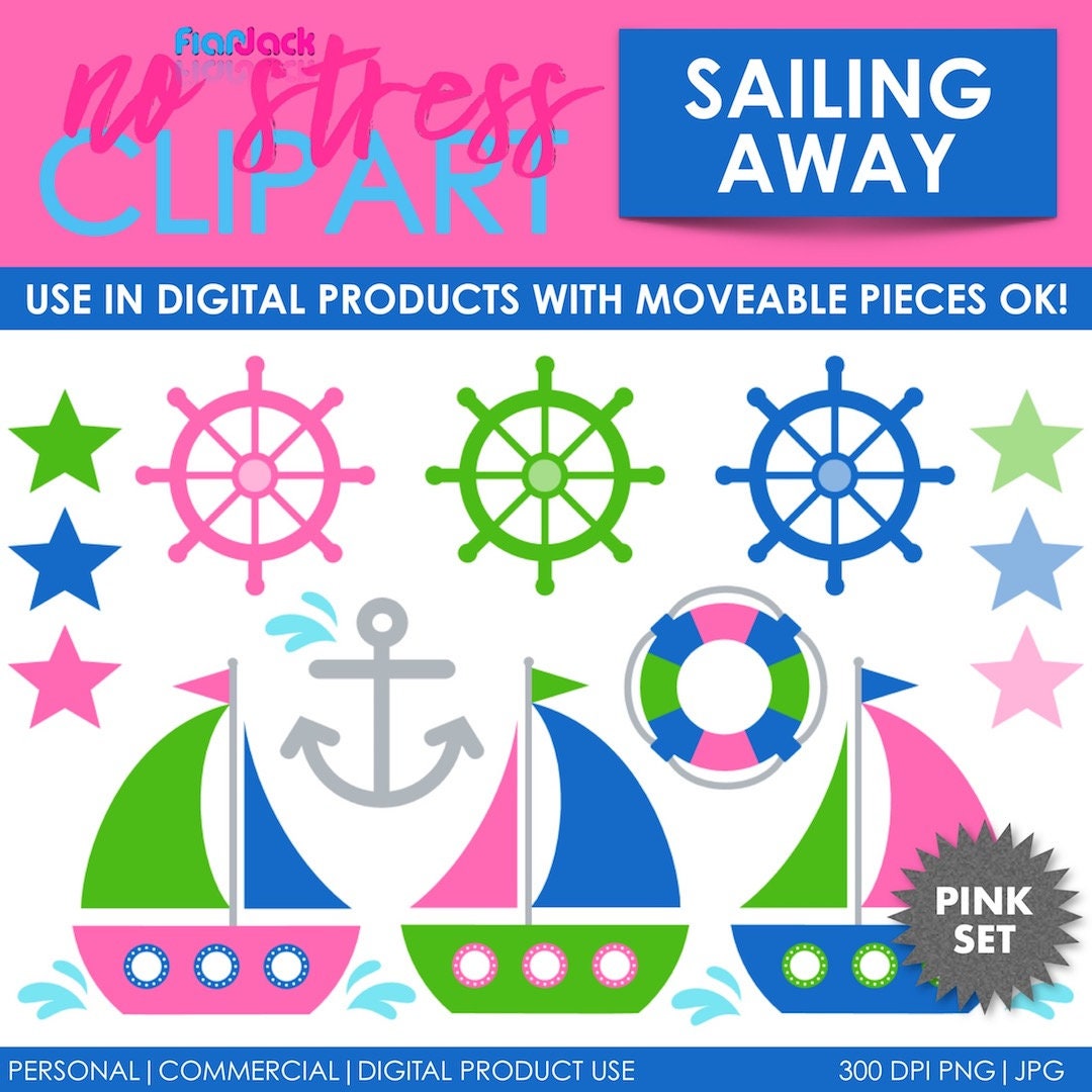 Sailing Away (pink Set) Clip Art (digital Use Ok!) - Etsy