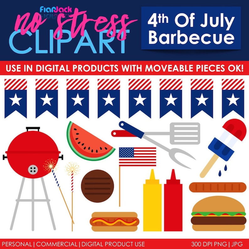 4th of July Barbecue Clip Art (digital Use Ok!) - Etsy