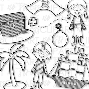 Pirate Kids Clip Art digital Use Ok - Etsy