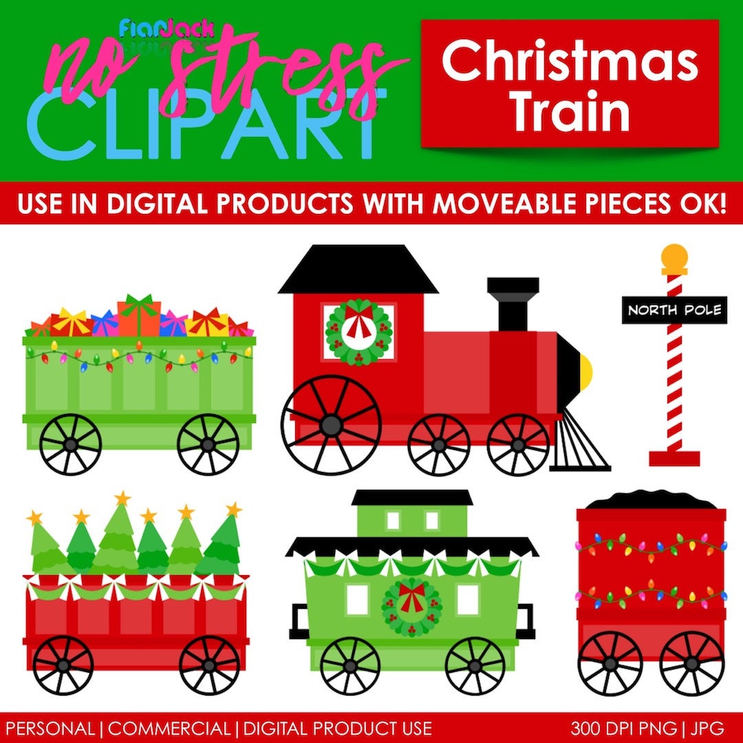 Christmas Train Clip Art (digital Use Ok!) - Etsy