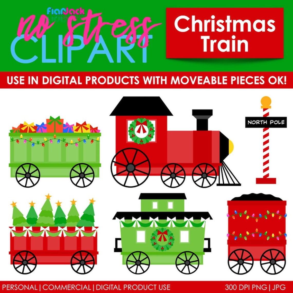 Christmas Train Clip Art (digital Use Ok!) - Etsy