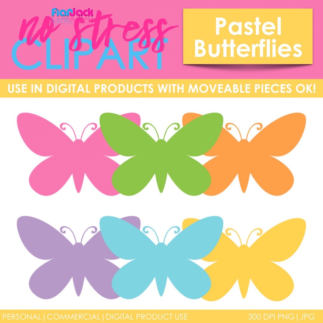 Butterflies Clip Art Pastel Set (digital Use Ok!) - Etsy