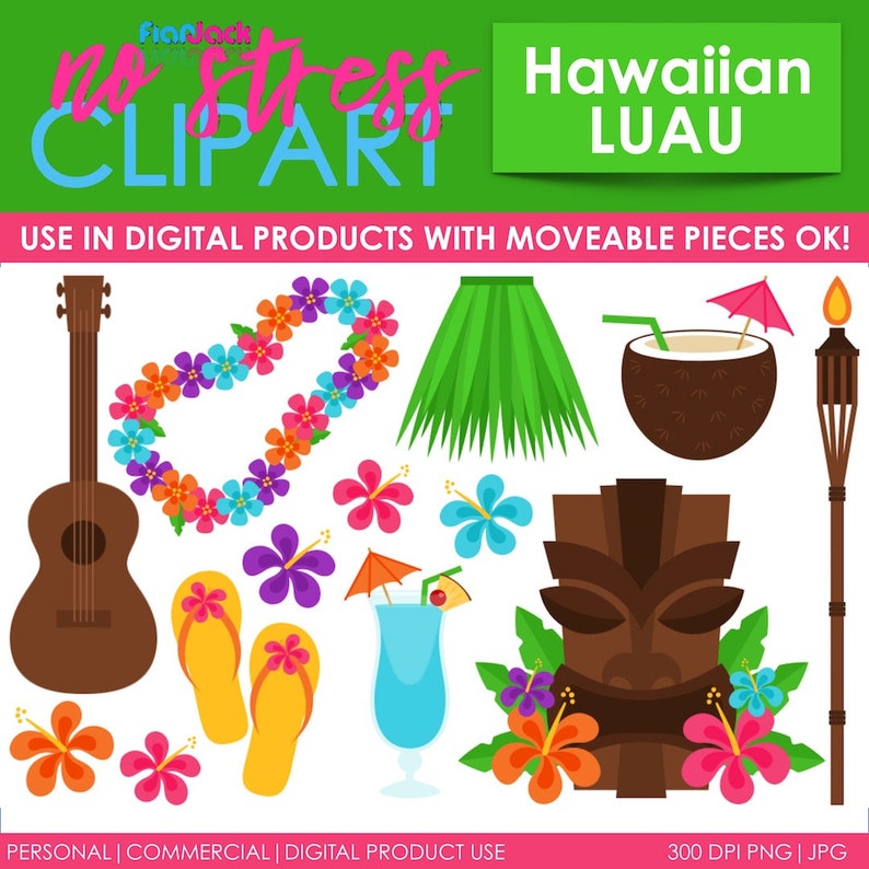 Hawaiian Luau Clip Art (digital Use Ok!) - Etsy
