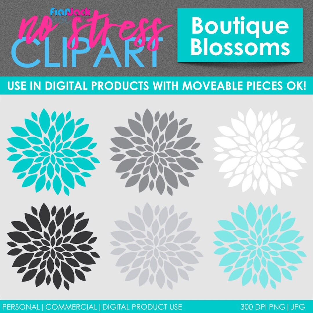 Boutique Flowers Clip Art digital Use Ok - Etsy