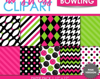 Bowling Balls, Pins, Strike Clipart for Birthday, Digital Scrapbooking ...