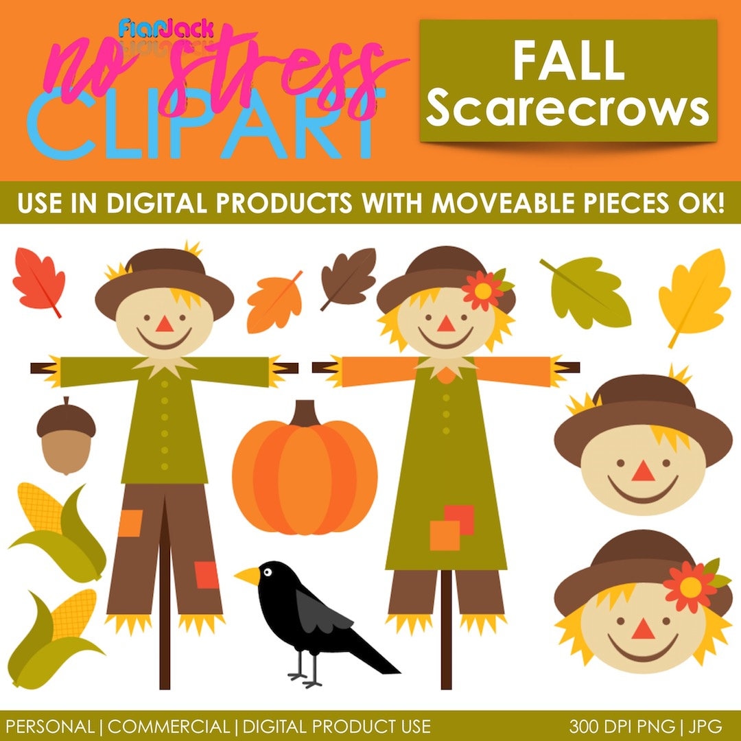 Fall Scarecrows Clip Art (digital Use Ok!) - Etsy