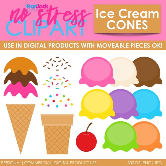 Ice Cream Cones Clip Art digital Use Ok - Etsy