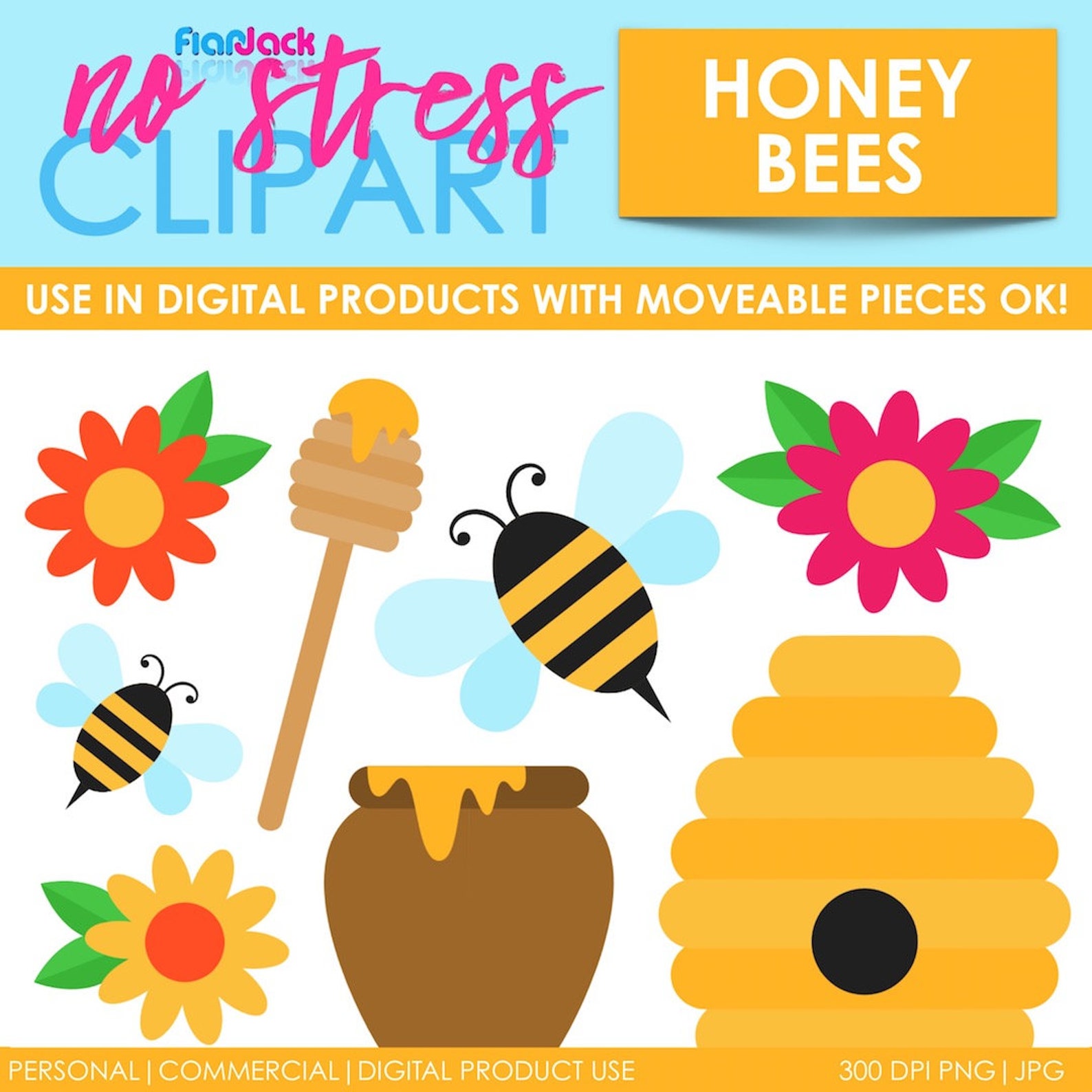 Honey Bees Clip Art (digital Use Ok!) - Etsy