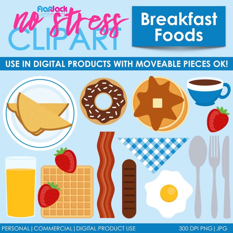 Breakfast Foods Clip Art (digital Use Ok!) - Etsy