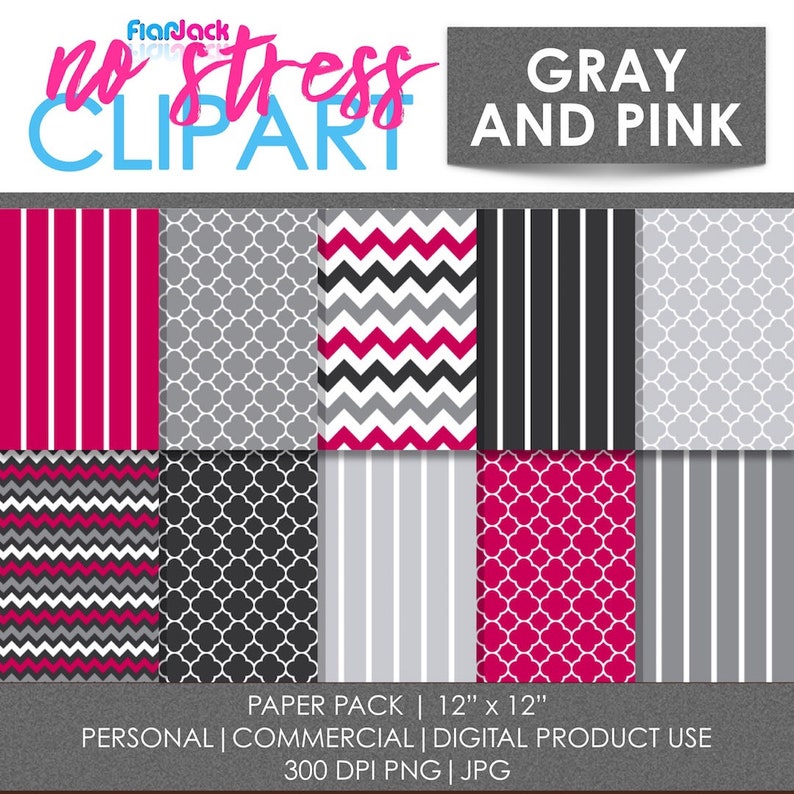 Gray Pink Digital Papers - Etsy