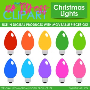 Christmas Light Bulbs Clip Art (digital Use Ok!) - Etsy