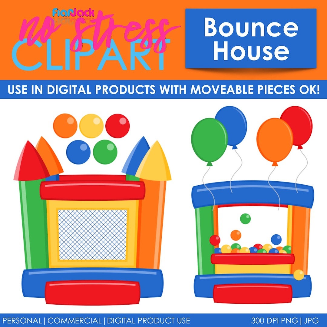 Bounce House Clip Art Blue Set (digital Use Ok!) - Etsy