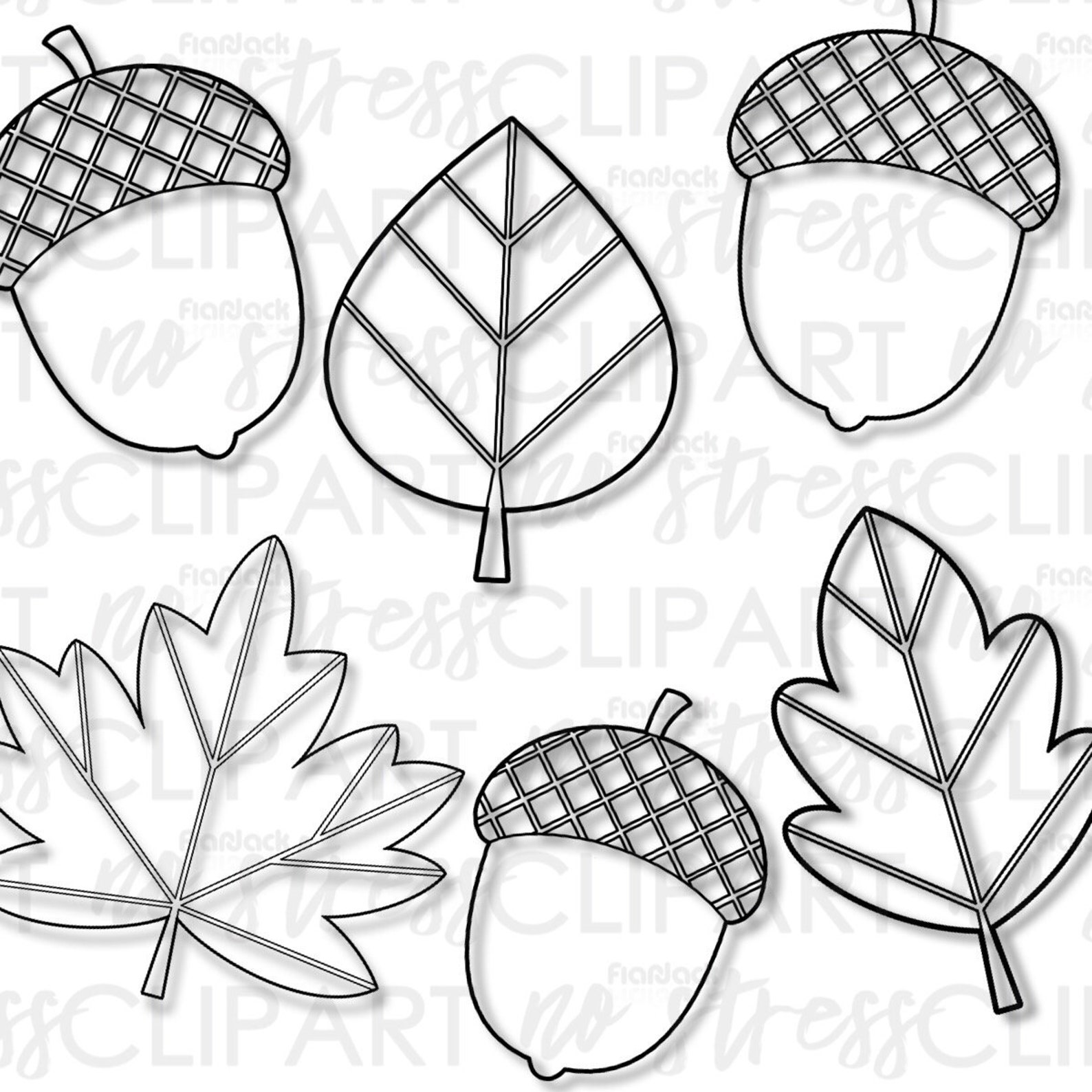 Fall Leaves Acorns Clip Art (digital Use Ok!) - Etsy