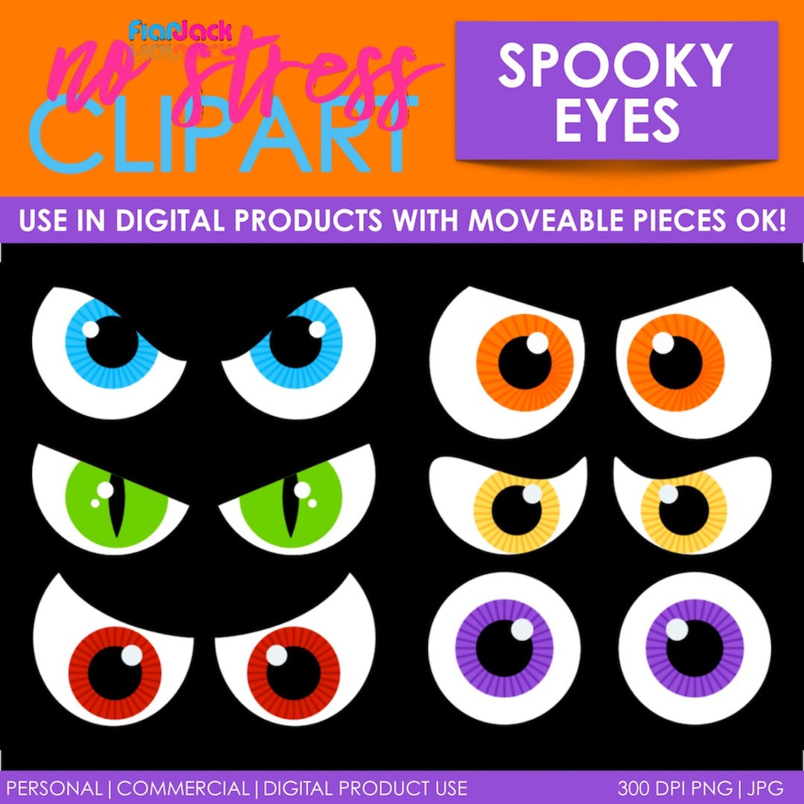 Halloween Spooky Eyes Clip Art (digital Use Ok!) - Etsy