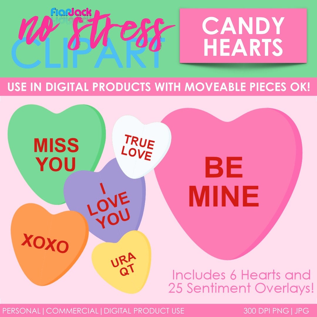 Valentine Candy Hearts Clip Art (digital Use Ok!) - Etsy