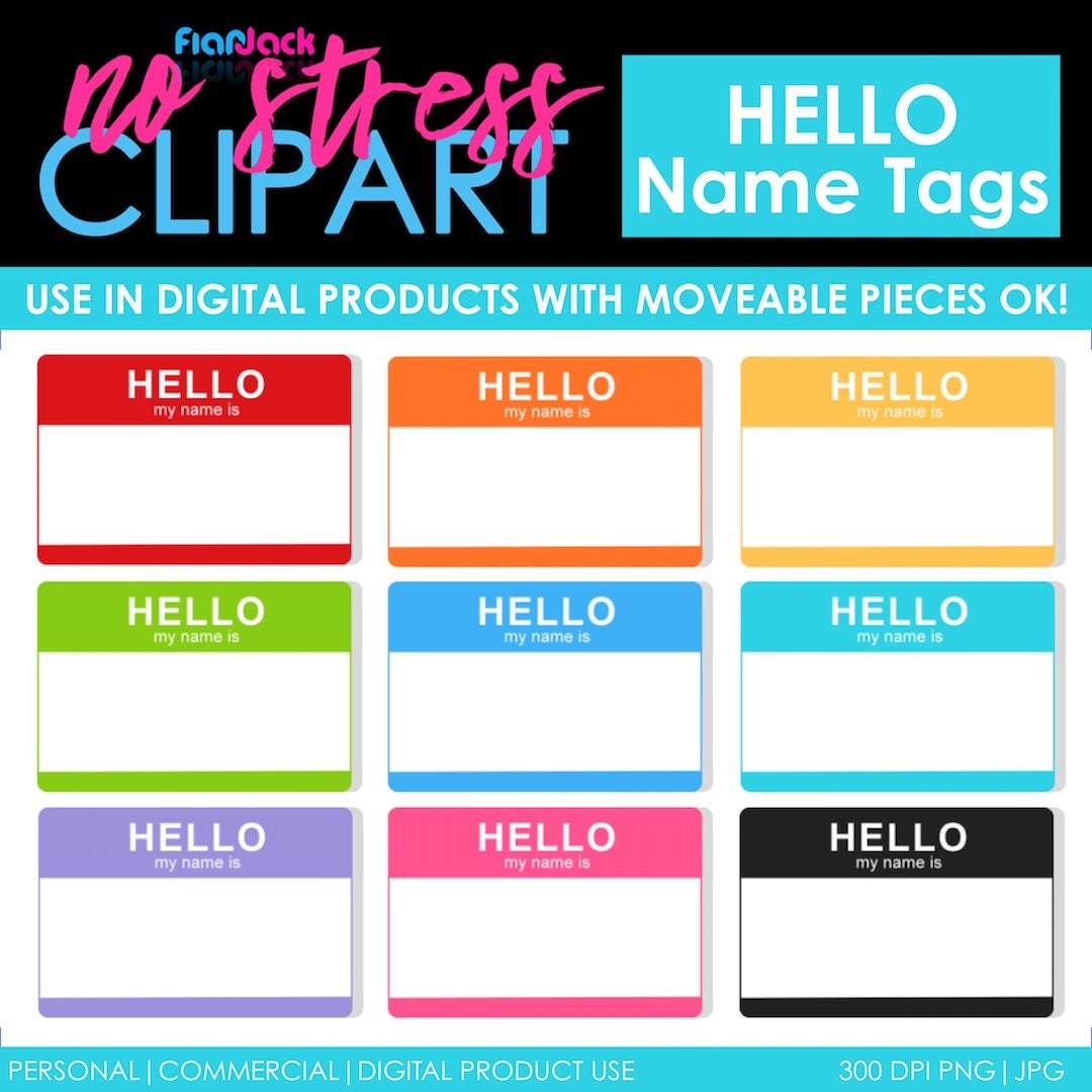 Hello Name Tags Clip Art digital Use Ok - Etsy