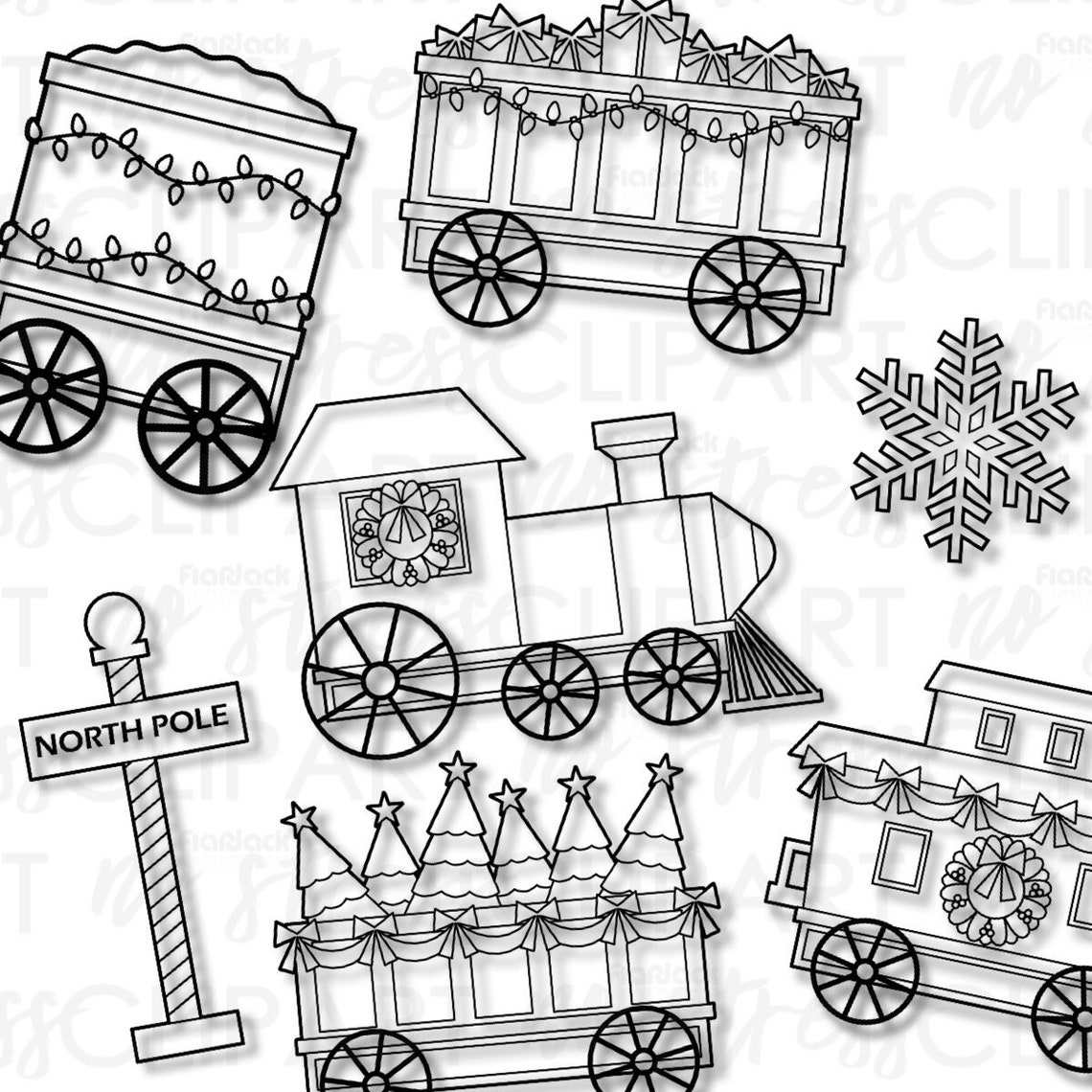 Christmas Train Clip Art (digital Use Ok!) - Etsy