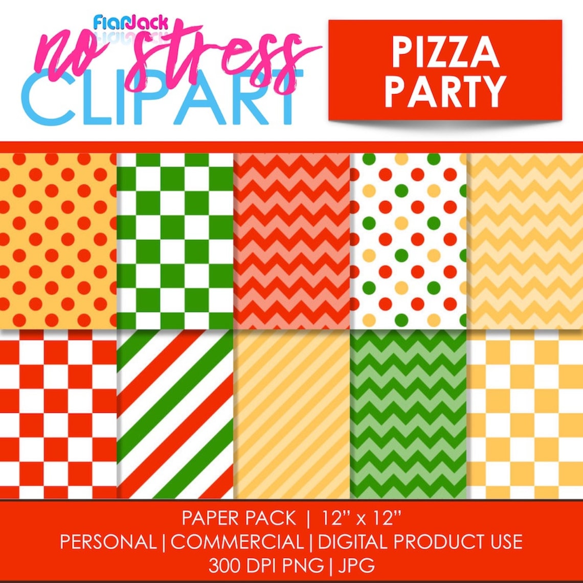 Pizza Party Digital Papers - Etsy