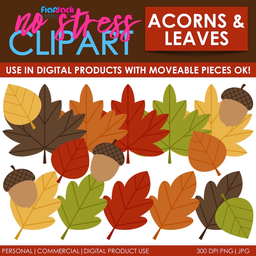 Fall Leaves Acorns Clip Art (digital Use Ok!) - Etsy