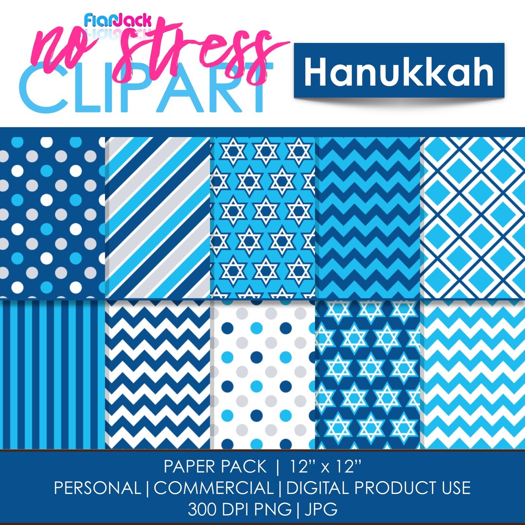 Hanukkah Digital Papers - Etsy