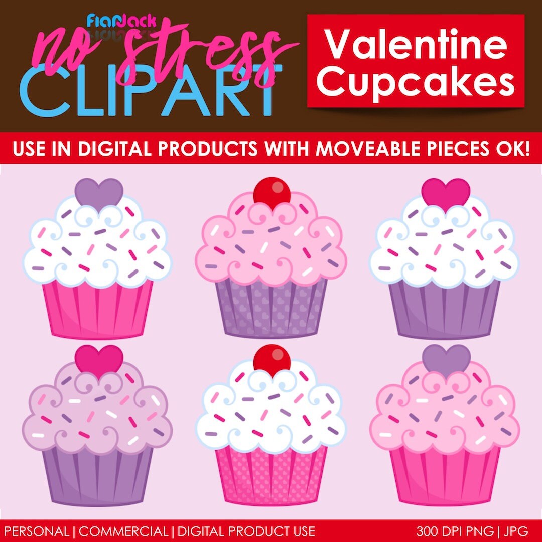 Valentine Cupcakes Clip Art (digital Use Ok!) - Etsy