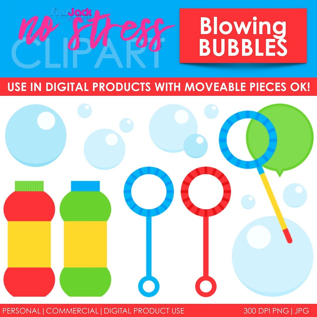 Blowing Bubbles Clip Art Blue Set (digital Use Ok!) - Etsy