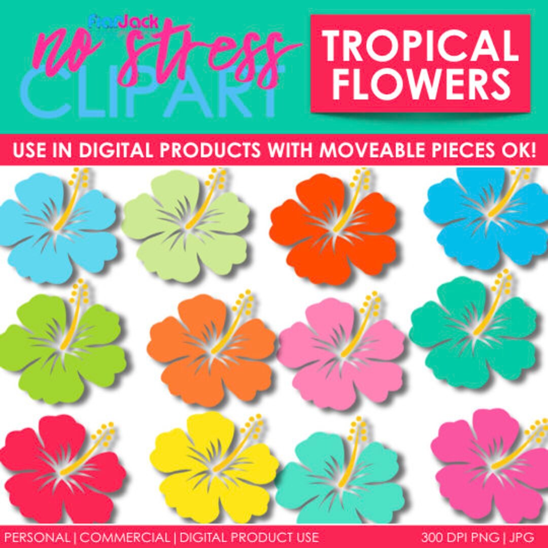 Tropical Flowers Clip Art (digital Use Ok! - Etsy