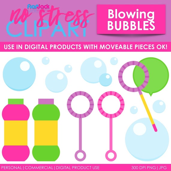 Blowing Bubbles Clip Art Pink Set digital Use Ok - Etsy
