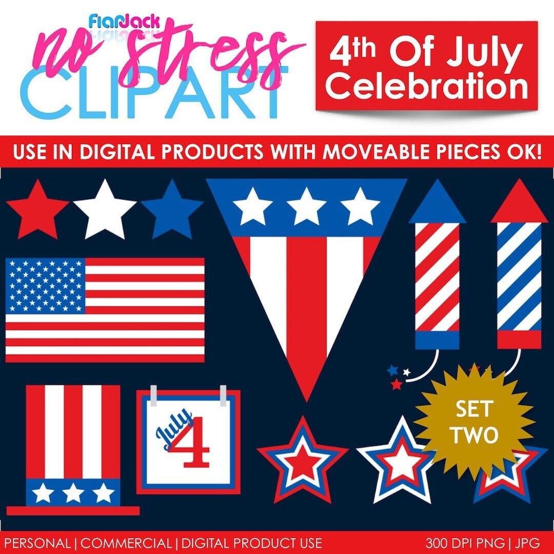 4th of July Clip Art Set 2 digital Use Ok - Etsy