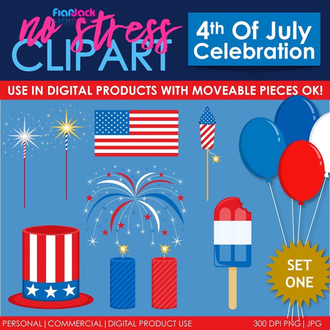 4th of July Clip Art Set 1 digital Use Ok - Etsy