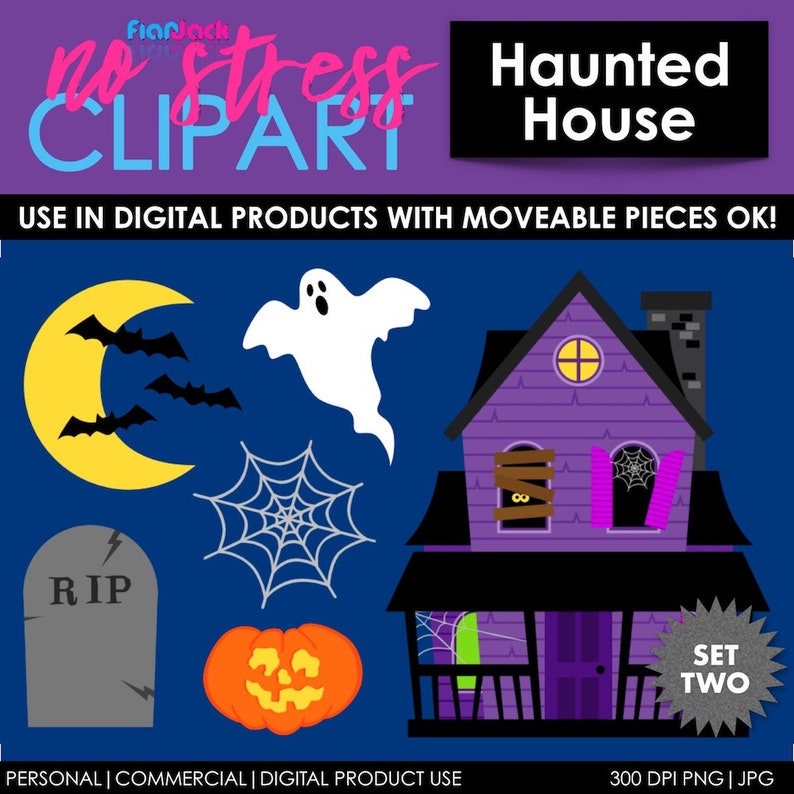 Haunted House Set 2 Clip Art (digital Use Ok!) - Etsy