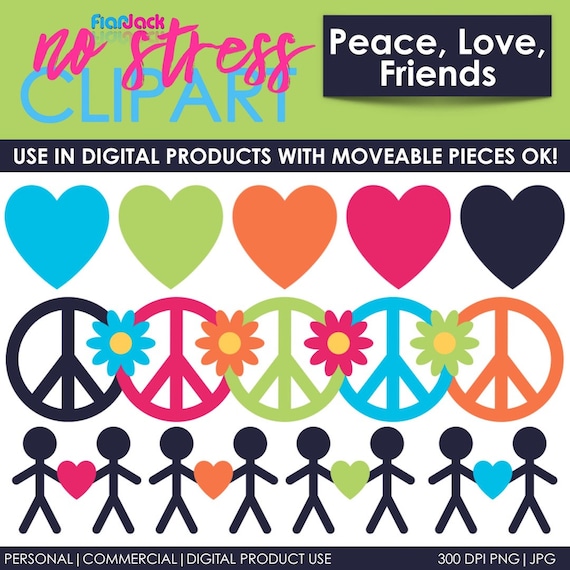 Peace Love Friends Clip Art digital Use Ok - Etsy