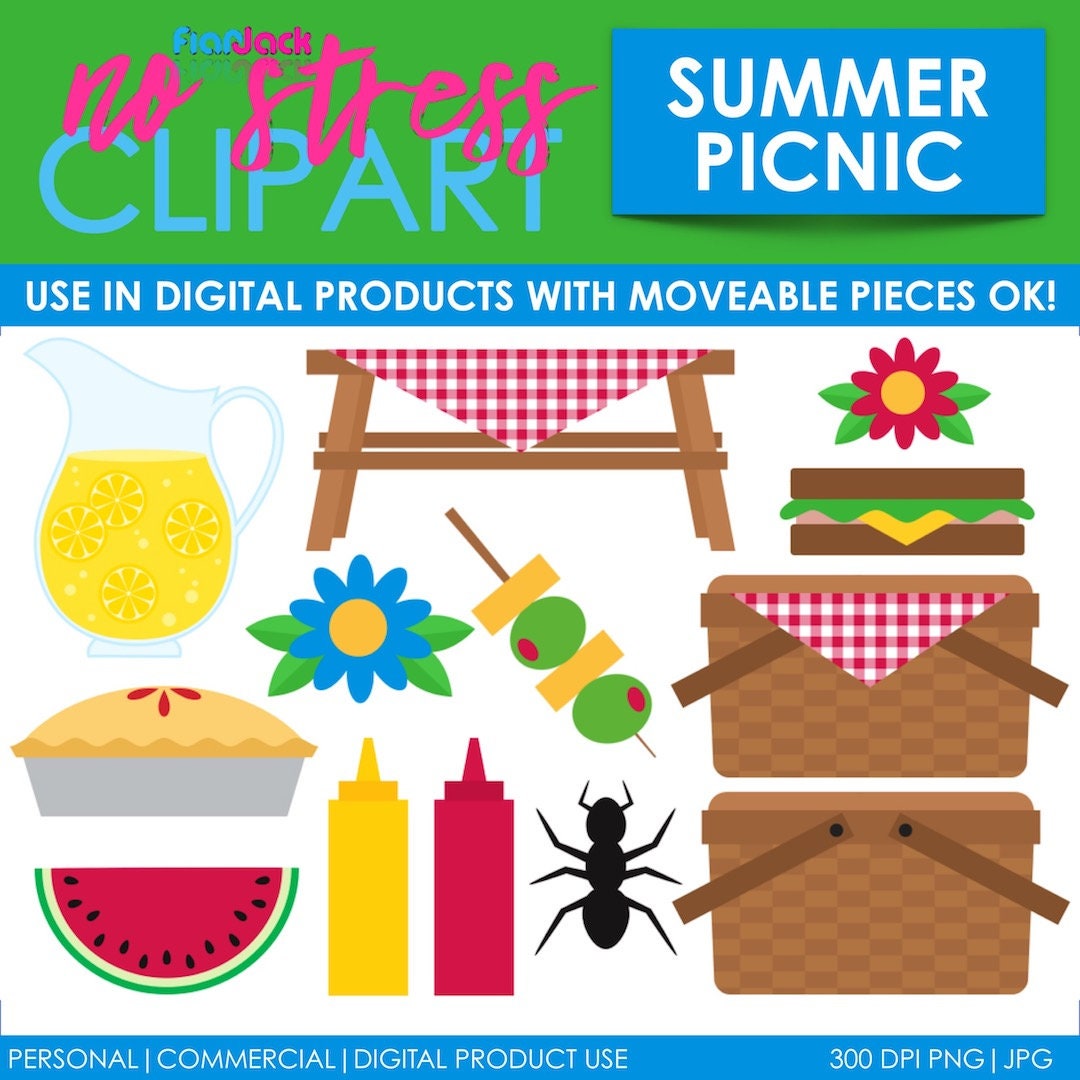 Summer Picnic Clip Art (digital Use Ok!) - Etsy