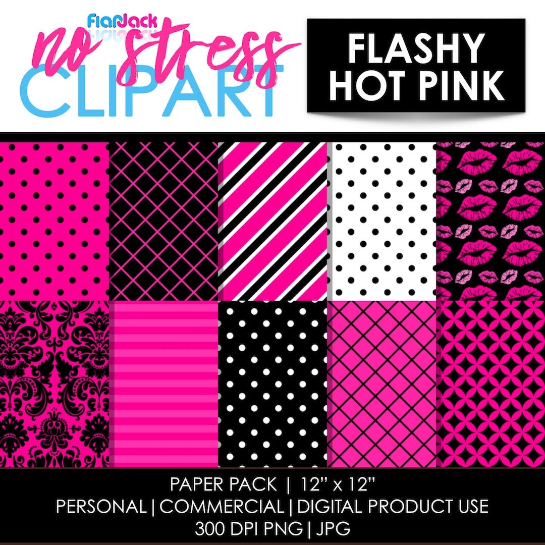 Flashy Hot Pink Digital Papers - Etsy