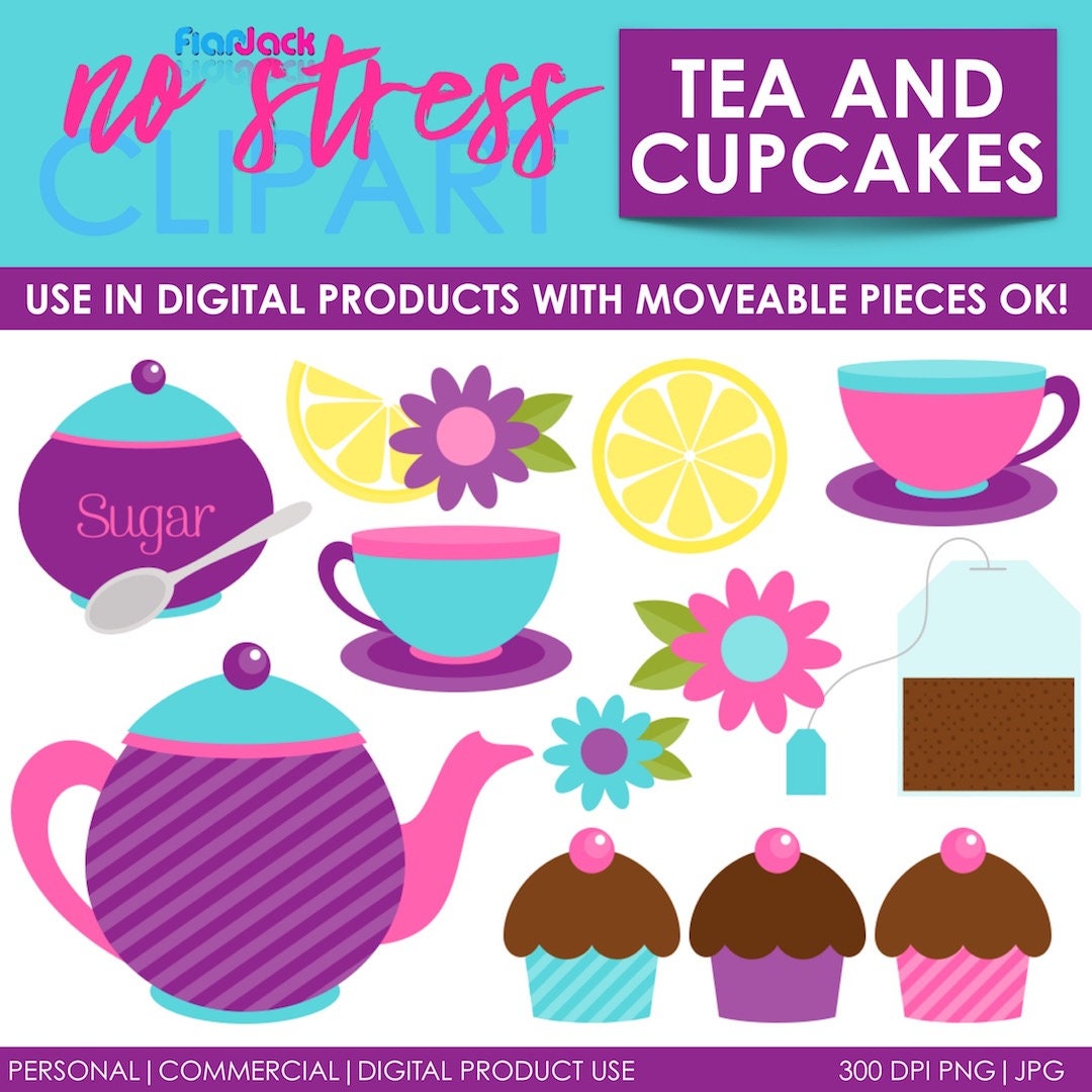 Cupcakes Tea Clip Art (digital Use Ok!) - Etsy
