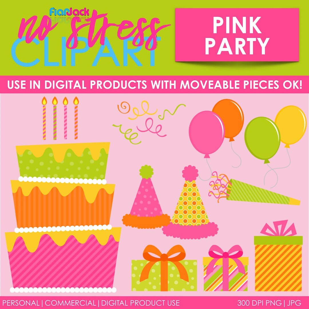 Pink Party Clip Art (digital Use Ok!) - Etsy