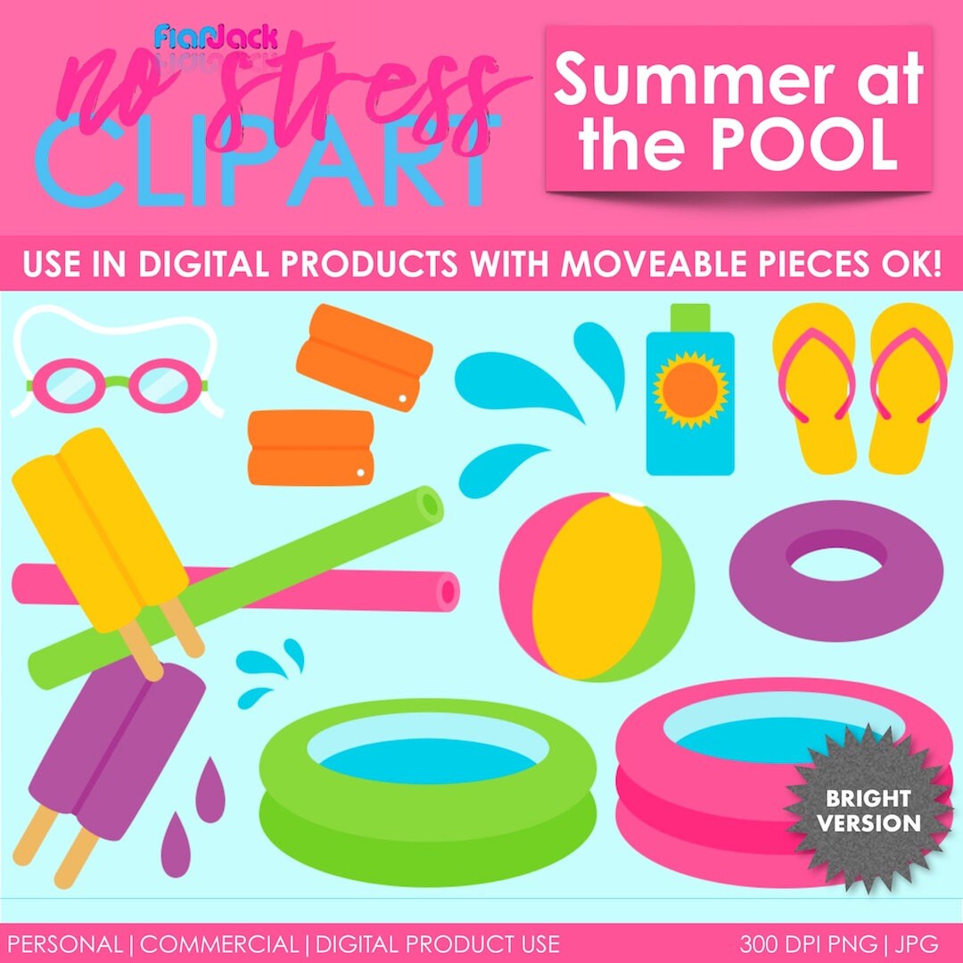 Summer Pool Clip Art Bright Set (digital Use Ok!) - Etsy
