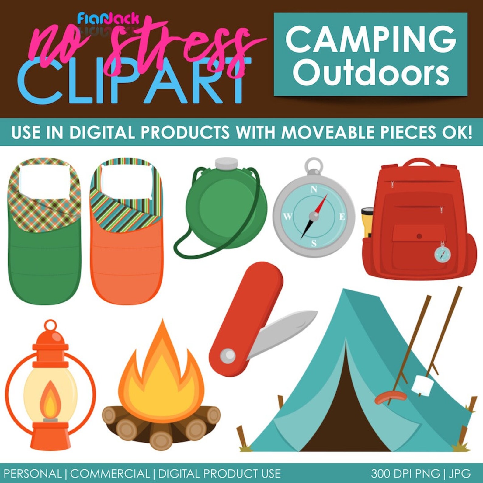 Camping Clip Art Bold Set (digital Use Ok!) - Etsy