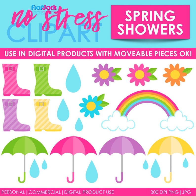 Spring Showers Clip Art (digital Use Ok!) - Etsy