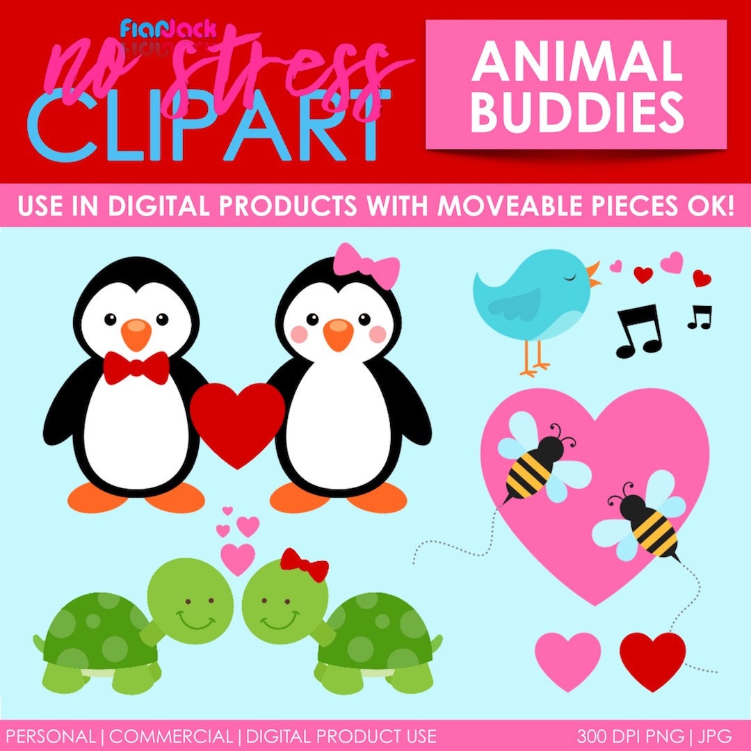 Valentine Buddies Clip Art digital Use Ok - Etsy