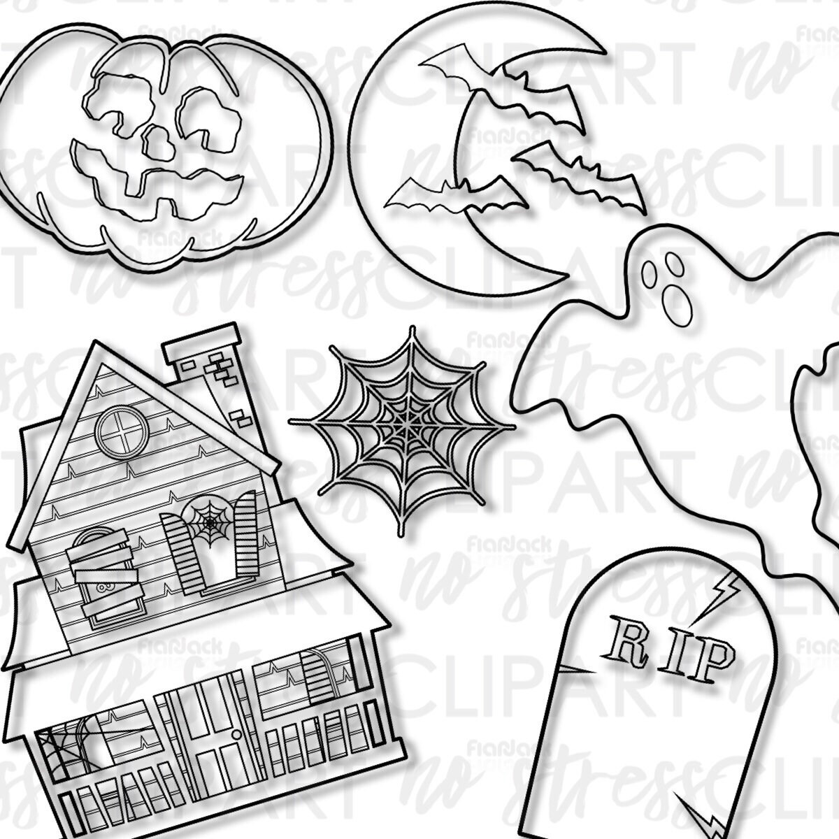 Haunted House Set 2 Clip Art (digital Use Ok!) - Etsy
