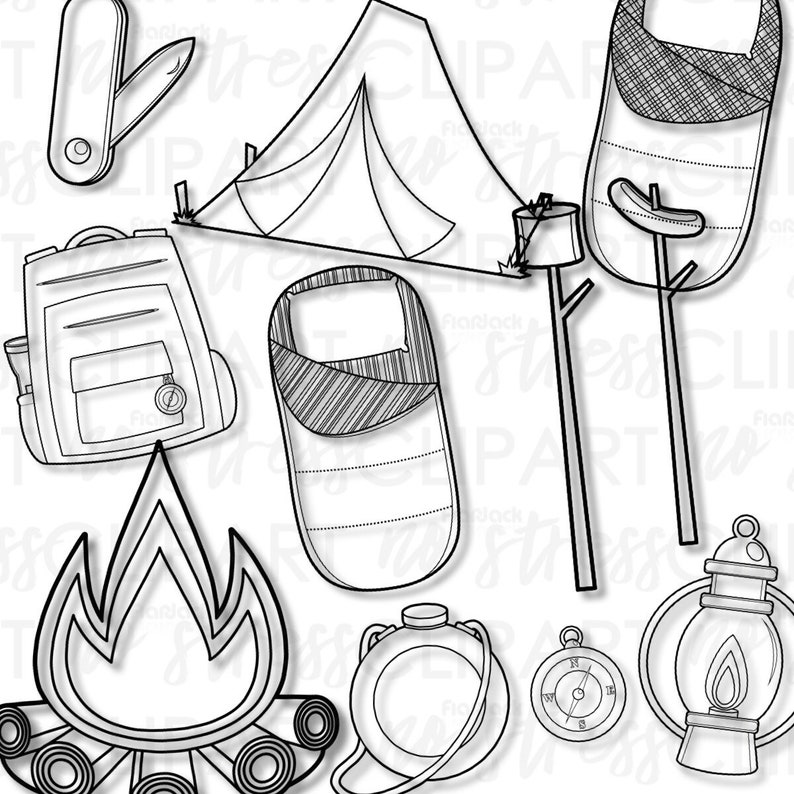 Camping Clip Art Bold Set (digital Use Ok!) - Etsy