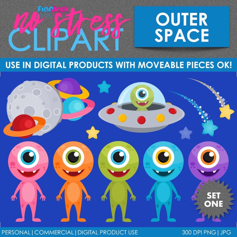 Outer Space Aliens Clip Art (digital Use Ok!) - Etsy