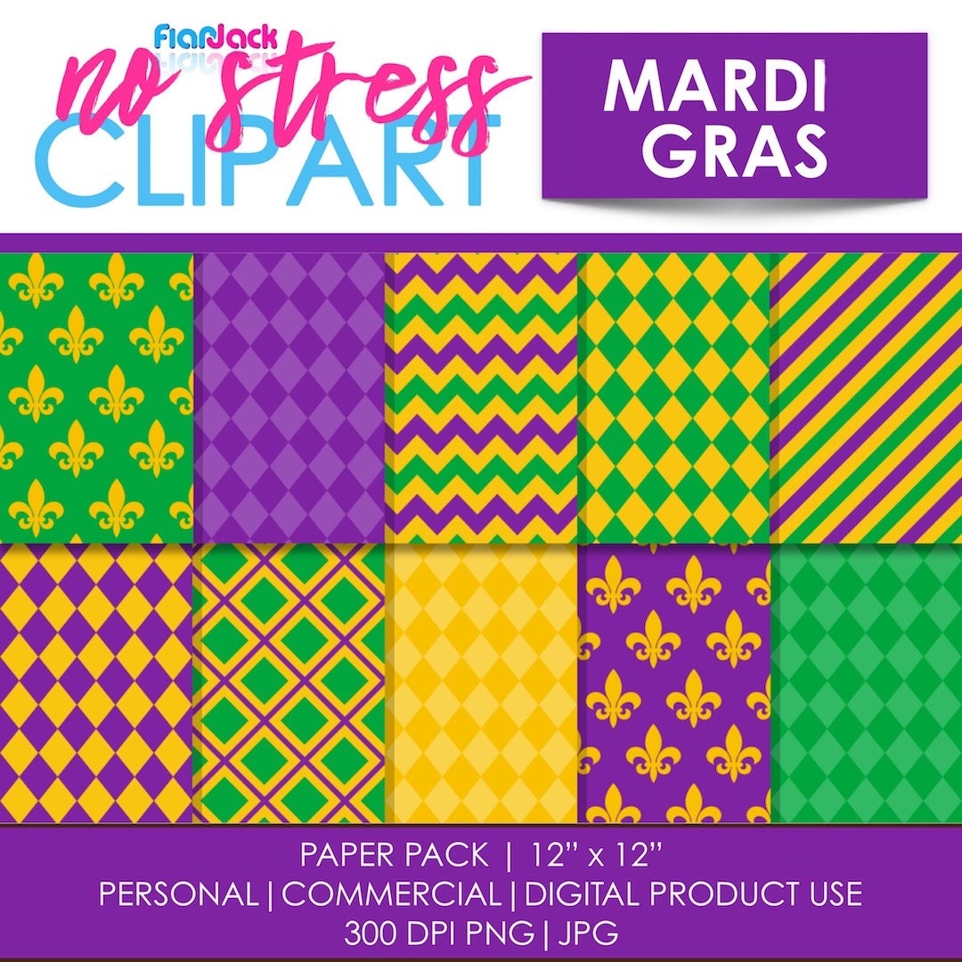 Mardi Gras Digital Papers - Etsy