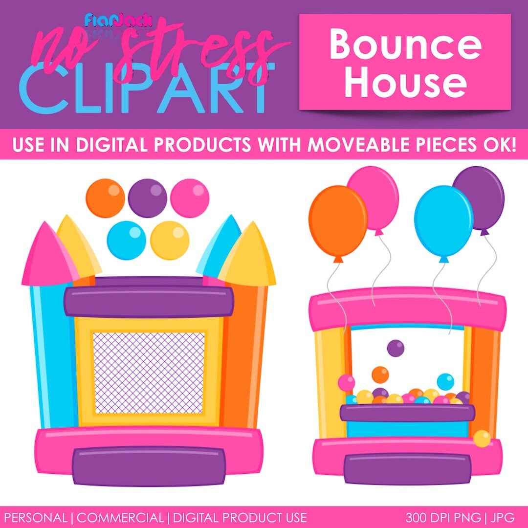 Bounce House Clip Art Pink Set (digital Use Ok!) - Etsy