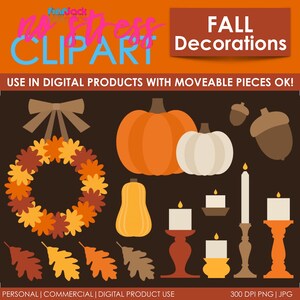 Fall Decorations Clip Art digital Use Ok - Etsy